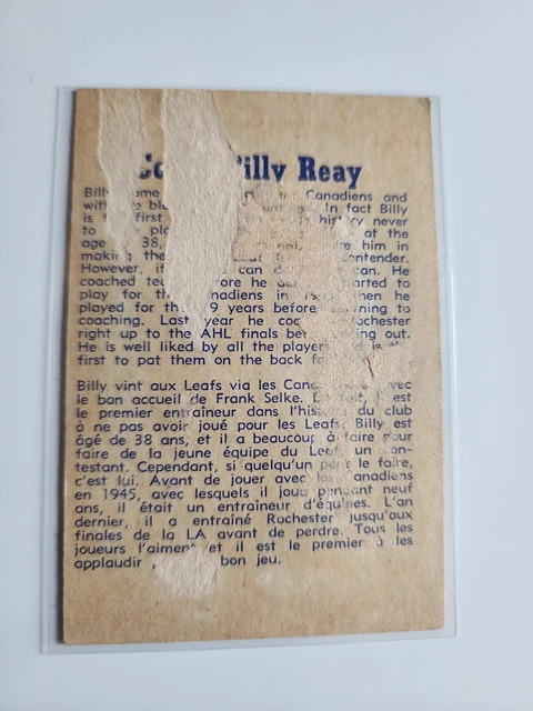 1957-58 PARKHURST BILLY Reay # 25 Coach Maple Leafs $14.99 - PicClick CA