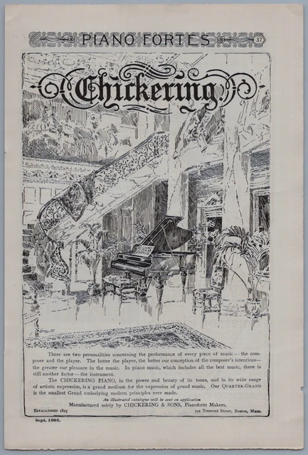 1902 VINTAGE PIANO Ads Chickering Quarter Grand + Simplex Player ...