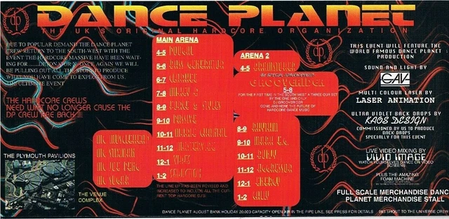 DANCE PLANET RAVE Flyer Flyers 18/5/96 A4 Plymouth Pavilions ...
