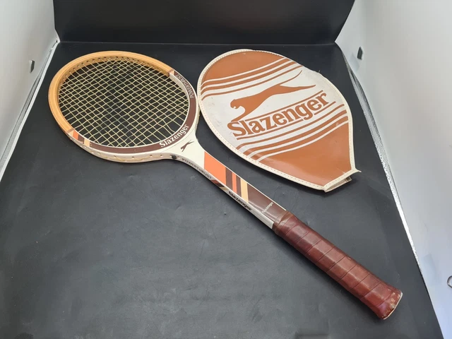 VINTAGE WOODEN TENNIS Racket / Racquet Slazenger Powerthrust With Cover ...