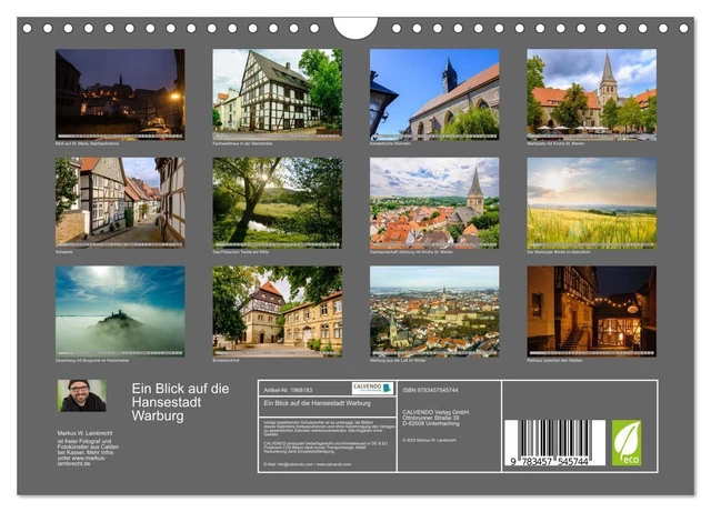 EIN BLICK AUF die Hansestadt Warburg (Wandkalender 2026 DIN A4 quer ...