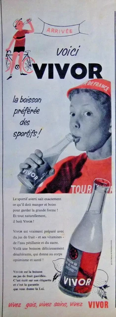 PUBLICITÉ DE PRESSE 1956 Vivor Boisson Au Jus De Fruit Préférée Des ...