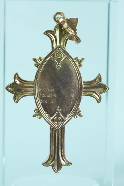 ANTIQUE RELIGIOUS BRONZE Pectoral Cross Communion Signed L' Penin 1860 ...