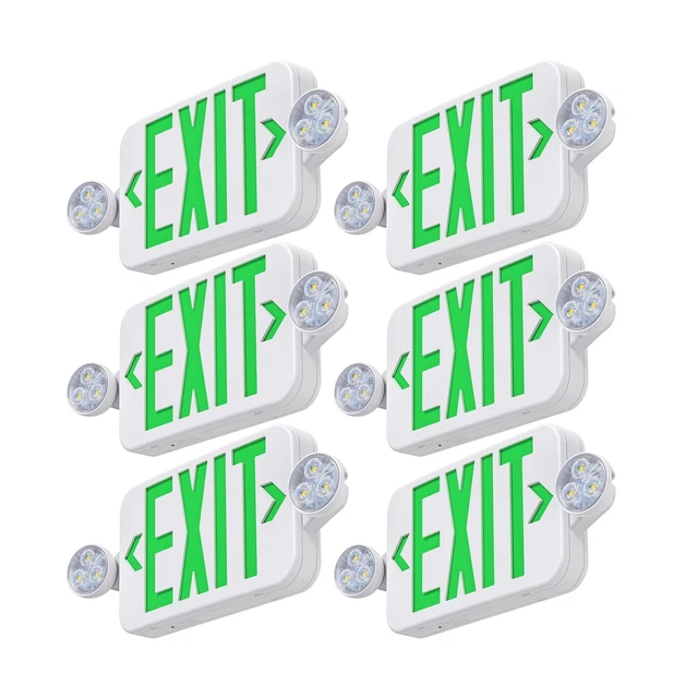LED EXIT SIGN Emergency Light Combo Adjustable Two Head,Double Sided ...