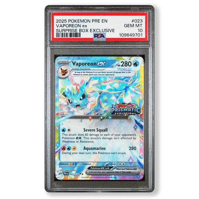 2025 POKEMON PRISMATIC Evolutions 023 Vaporeon Ex Surprise Box ...