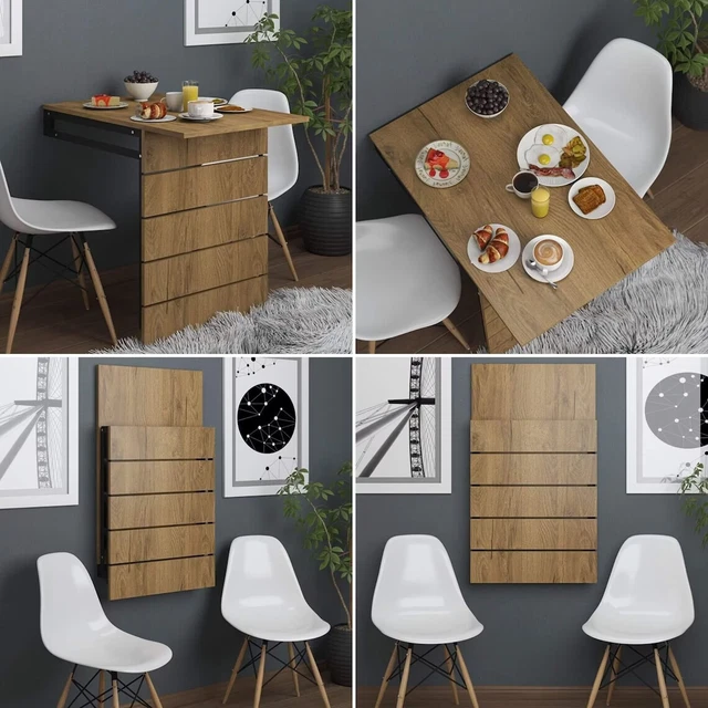 FOLDING TABLE WALL Mounted Space Saving Murphy Foldable Dining Kitchen ...