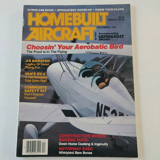 HOMEBUILT AIRCRAFT MAGAZINE Issue December 1985 Vol 12 Number 12 £10.75 ...