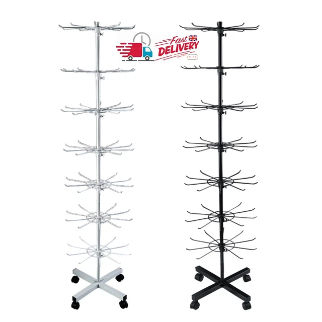 UK 7 TIER Display Stand Rotating Adjustable Hanger Rack Hat Cap Black £ ...