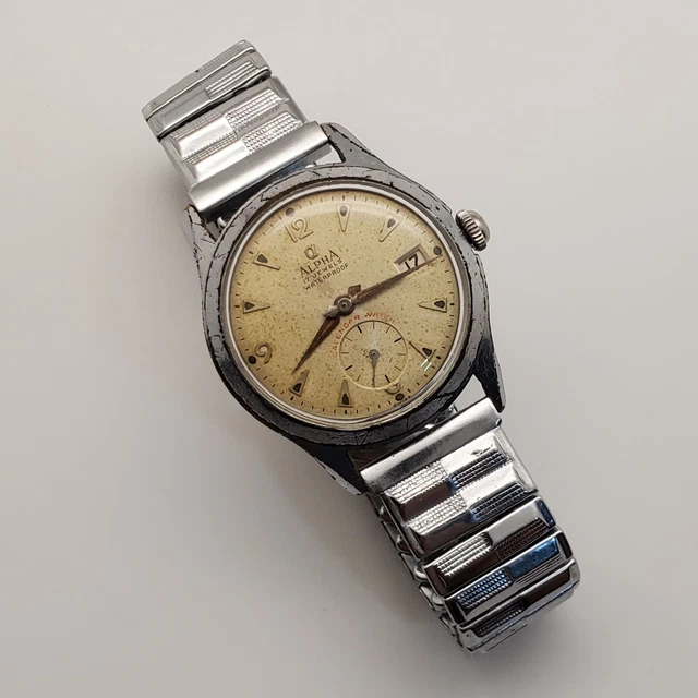 VINTAGE ALPHA 17 Jewels Incabloc Swiss Manual Handwind Waterproof Watch ...