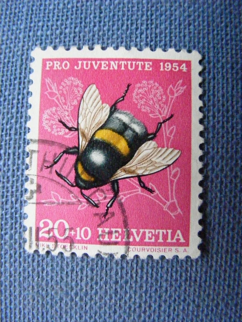 BRIEFMARKE SAMMLUNG HELVETIA Schweiz Pro Juventute 1954 Insekt Biene Hummel alt EUR 1,00 ...