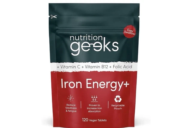 IRON TABLETS HIGH Strength - Energy Tablets with Vitamin C, B12 & Folic ...