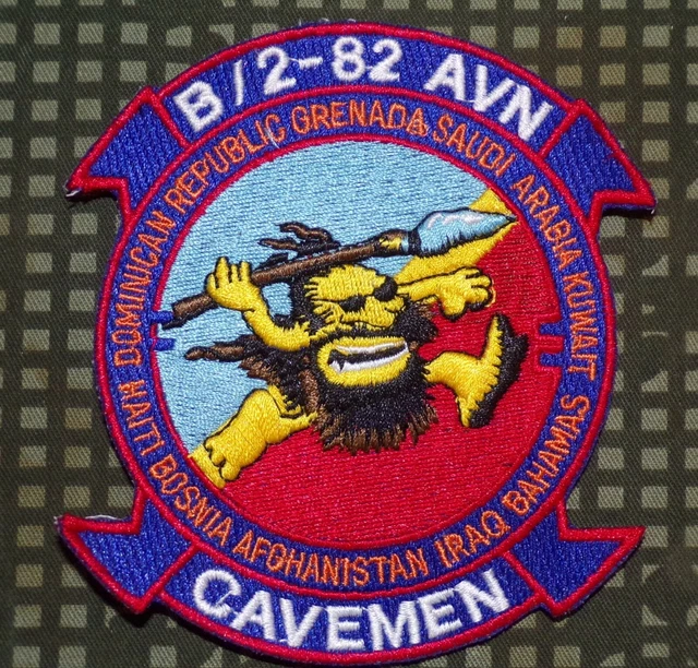 US ARMY B Co, 2nd Battalion, 82nd Aviation Regiment Cavemen Color Patch ...