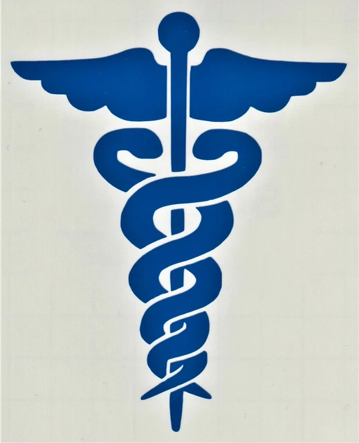 CADUCEUS, MEDICAL LOGO, Staff/Serpent, RN, EMT, Medic, Reflective Blue ...