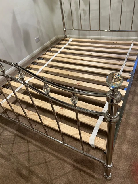 METAL BED FRAME Double With Perspex/plastic Defracting Post Ends £104. ...