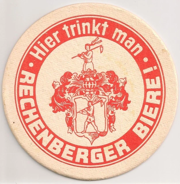 RECHENBERGER BIER - alter Bierdeckel "Hier trinkt man Rechenberger ...