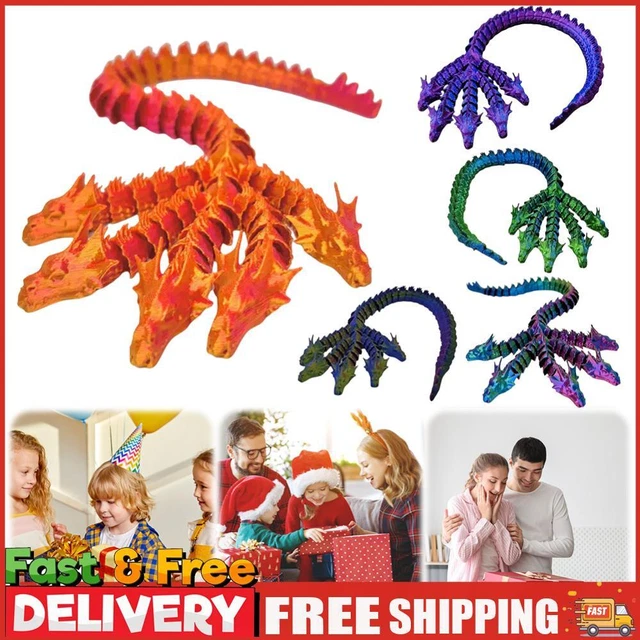 ARTICULATED DRAGON FIDGET Toy Five Headed 3D Printed Crystal Dragon £7. ...