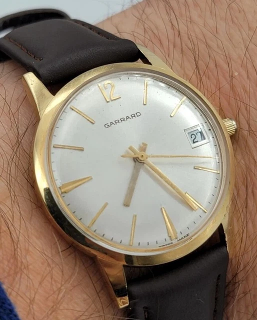 VINTAGE MEN'S GARRARD 9ct Gold Automatic Watch £399.95 - PicClick UK