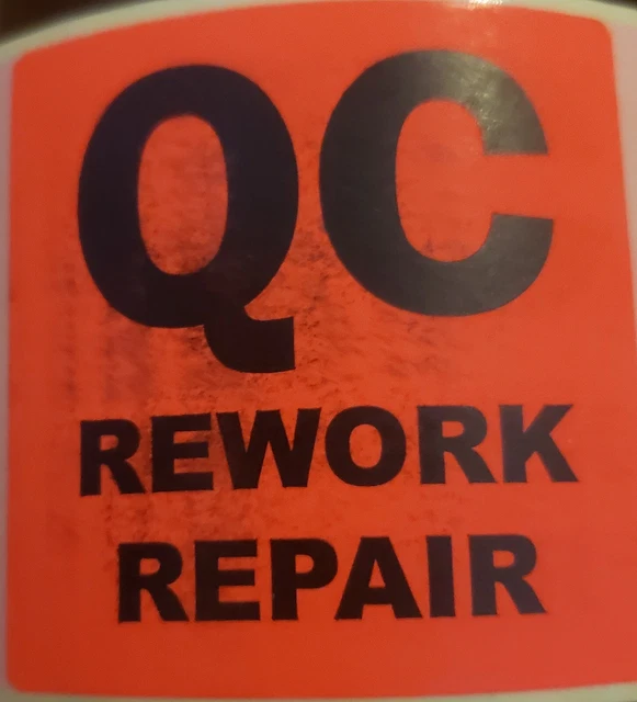 QC REWORK REPAIR Labels Orange 2" Circle 500 Stickers Per Roll $7.29 ...