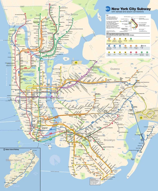NYC NEW YORK Subway Train Map Transit Railroad Wall Art Poster Print ...