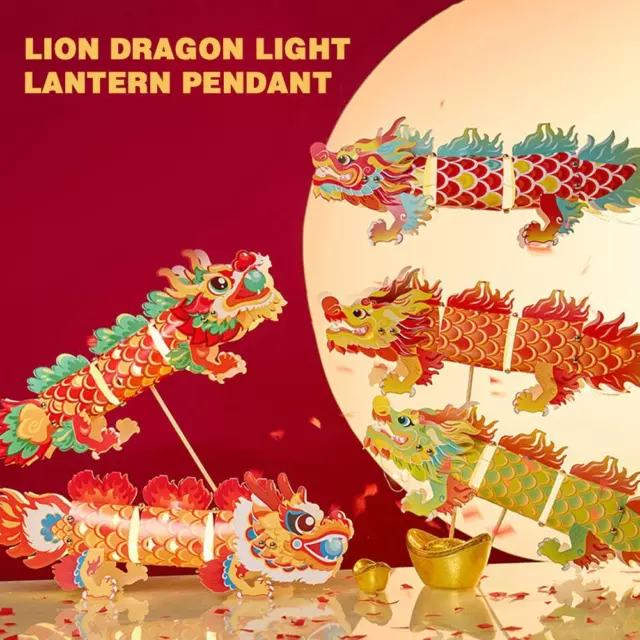 CHINESE NEW YEAR Decoration Lion Dragon Light Lantern Pendant P8 DIY ...