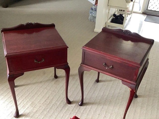 PAIR OF QUEEN ann style bedside tables in good condition $130.00 ...