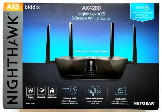 NETGEAR AX4200 NIGHTHAWK Dual-Band Wi-Fi 6 Router - Black (RAX42-100NAS ...