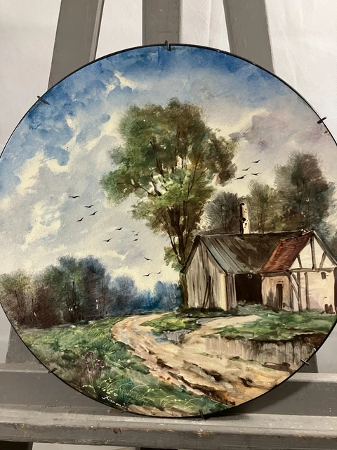 ANTIQUE DISH SIGNED Painting On Porcelain School French Entourage ...