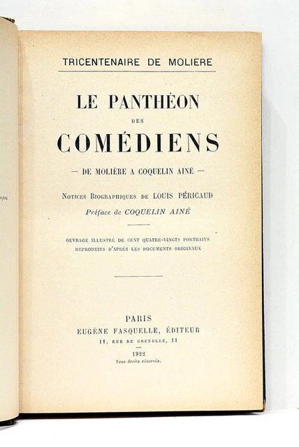 PÉRICAUD LE PANTHÉON Des Comédiens Illustrations Paris 1922 EUR 40,00 ...