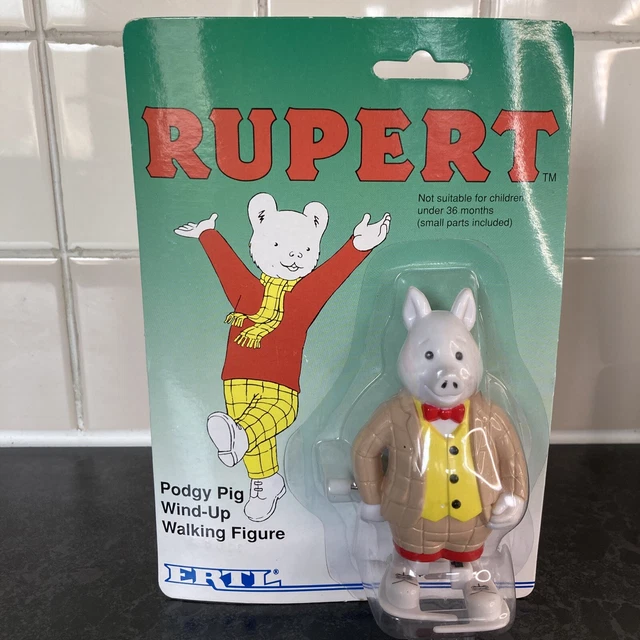 RUPERT THE BEAR Wind Up Walking Figures Bill Badger & Podgy Pig New On ...