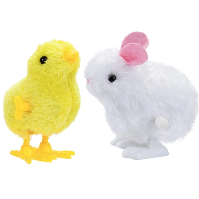 EASTER HOPPING BUNNY & Chick Wind Up Clockwork Toy Egg Hunt Gift ...