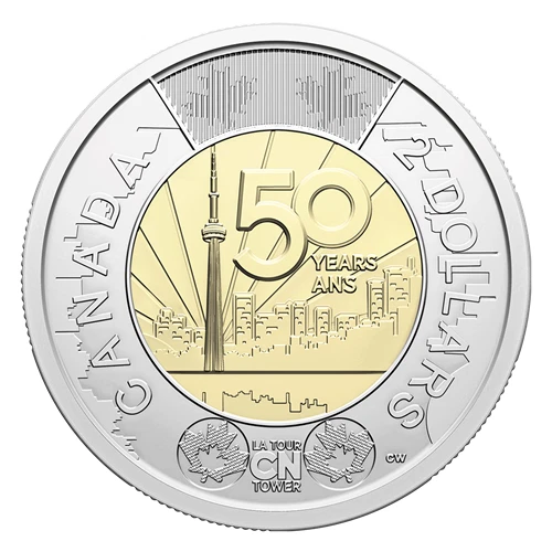 CN TOWER 50TH Anniversary 2026 CANADA 25x$2 non-Color Sp. Wrap Toonie ...