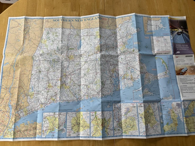 AAA CONNECTICUT MASSACHUSETTS Rhode Island Road Map Travel Guide ...