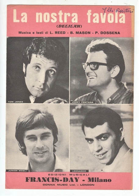 SPARTITO TOM JONES La nostra favola JIMMY FONTANA - 1968 Junior Magli ... SPARTITO TOM JONES La nostra favola JIMMY FONTANA - 1968 Junior Magli ...