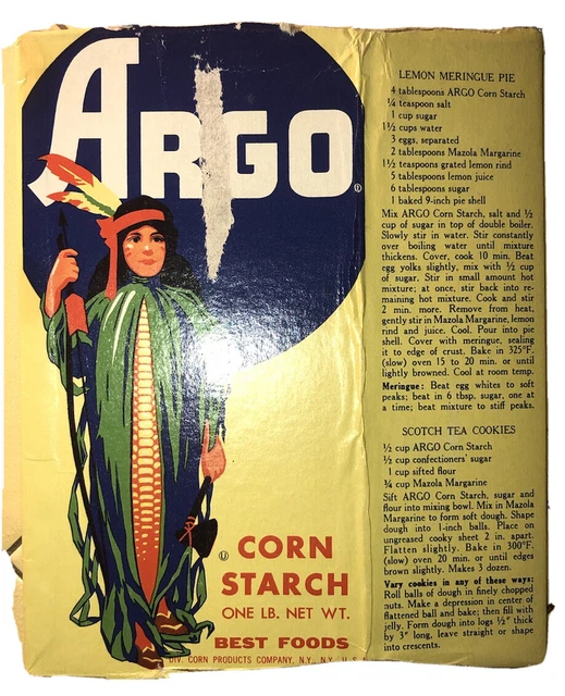 1950’S-60’S ARGO CORN Starch Cardboard box Best Foods $37.95 - PicClick