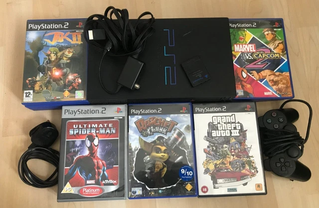 PS2 CONSOLE BUNDLE CONTROLLER MEMORY CARD & GAMES MARVEL Vs CAPCOM 2 ...