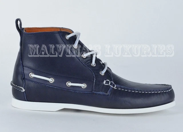 RALPH LAUREN CHUKKA Boots Shoes Sneakers Style Blue Navy Leather $425 ...