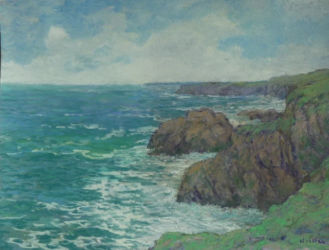 TABLEAU PASTEL PAYSAGE Bord de mer en Bretagne EUR 66,00 - PicClick FR