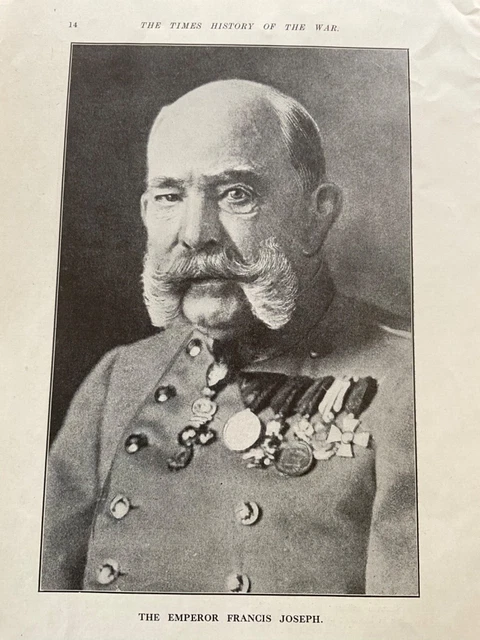ANTIQUE WW1 PRINT 1914 Austrian Emperor Francis Joseph King Hungary ...