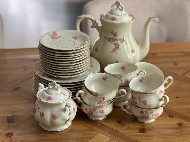 ALT SCHÖNWALD ROSEN Porzellan elfenbein Goldrand Kaffeeservice 10-11 Pers. EUR 89,00 - PicClick DE