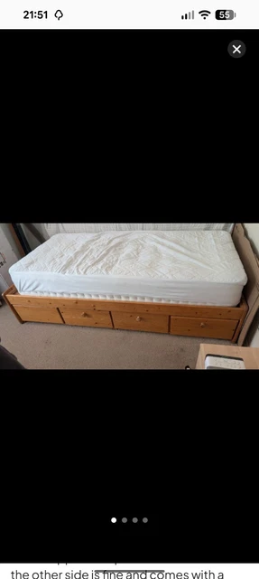 SINGLE WOODEN BED With 4 Draws And Quilt Storage Underneath £42.30 ...