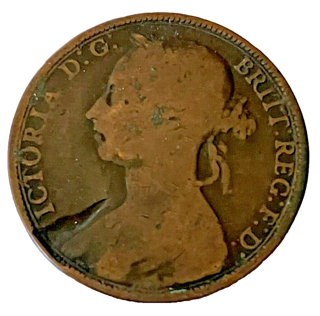 PIECE N°2 & Royaume-Uni 1 PENNY 1891 Victoria pièce de monnaie cuivre ...
