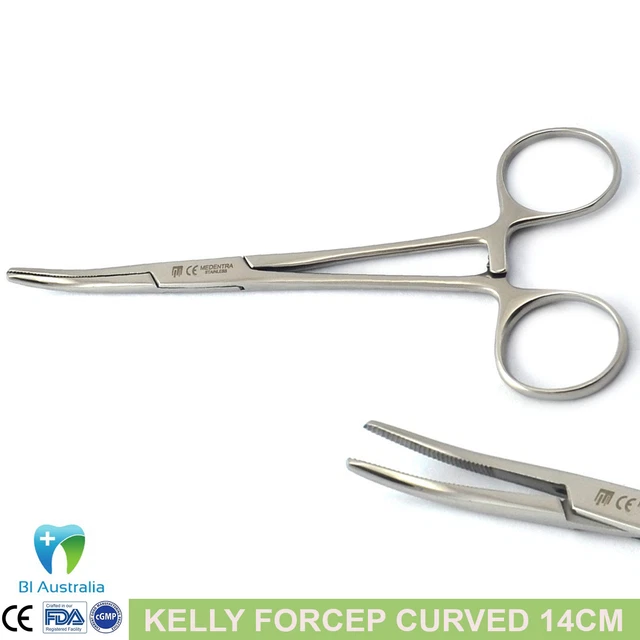 KELLY LOCKING TISSUE Forceps 14cm Hemostat Curved Artery Dental ...