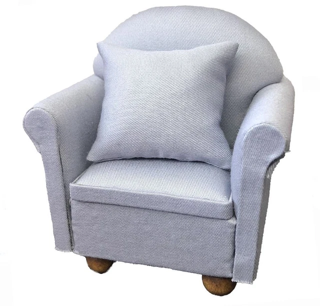 MAISON DE POUPÉES Chic Gris Classique Fauteuil Miniature Moderne Meuble de Salon EUR 19,96 ...