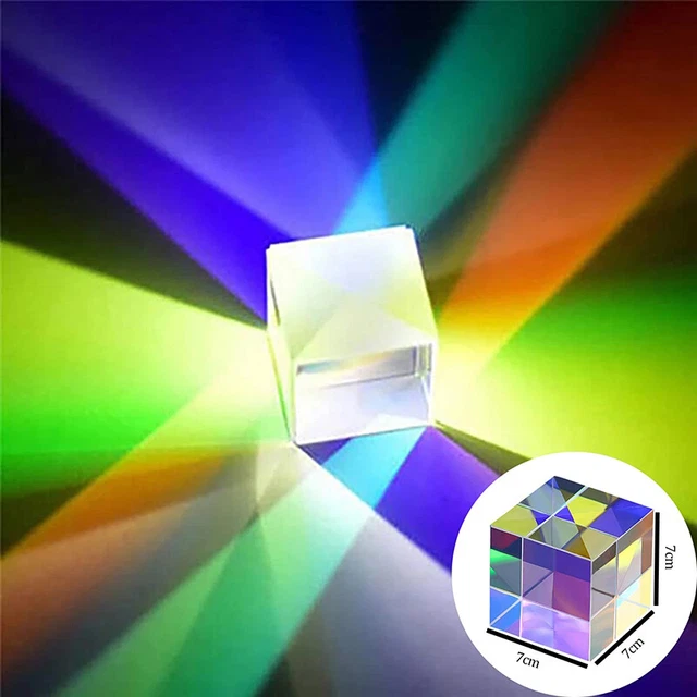 CUBE PRISM STAINED Glass Beam Splitting Prism Optical Experiment Instr ...