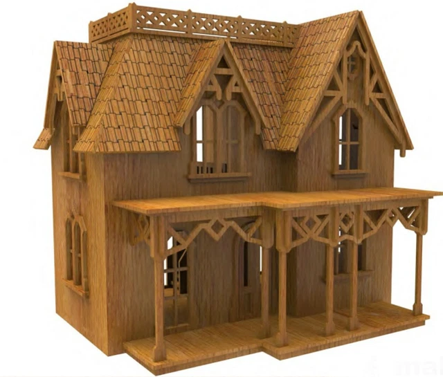 WOODEN DOLLS HOUSE Laser Cut diy self build model kit (SL) FREE FAST ...
