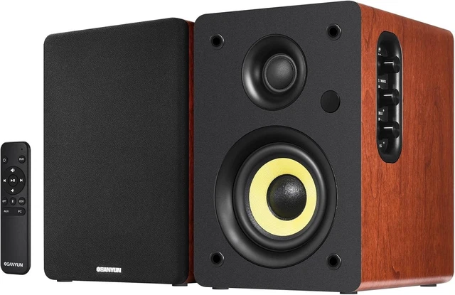 80W BLUETOOTH 5.4 HiFi Bookshelf Speakers Studio Monitor Wood Cabinet ...