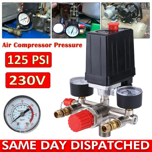 AIR COMPRESSOR PRESSURE Switch Control Valve Manifold Regulator Gauges ...