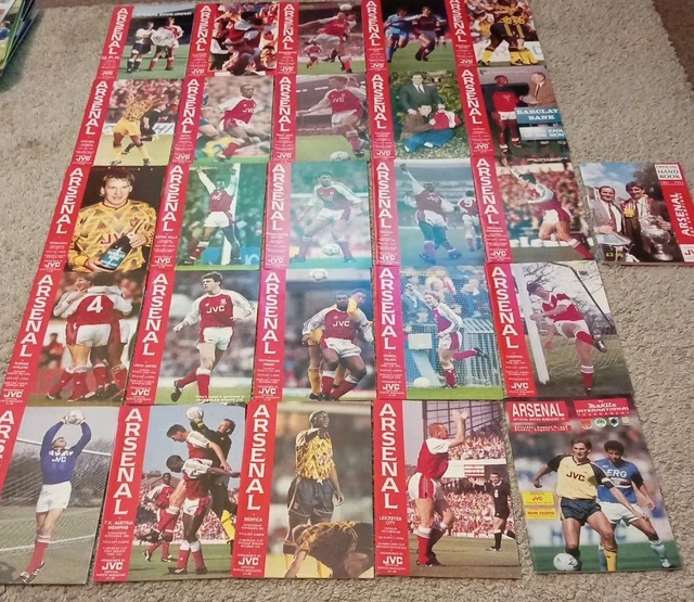 ARSENAL 91/92 PROGRAMME Bundle Full Home Run, Handbook and some Tickets ...