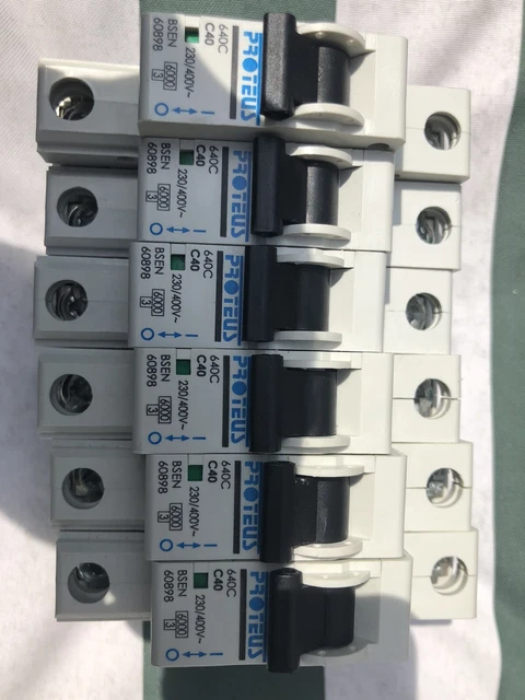 PROTEUS MCB 40 AMP SINGLE POLE CIRCUIT Breaker X 6 All New £14.99 ...