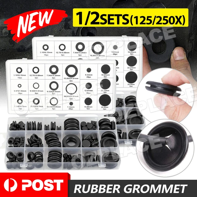 125/250PCS RUBBER GROMMET Assortment Set Fastener Kit Blanking 18 ...